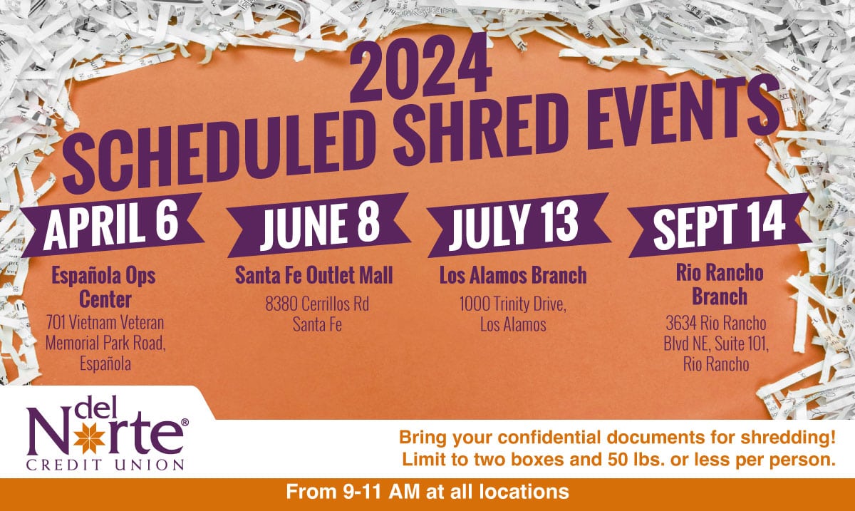 Shred Events 2024 | Del Norte Credit Union